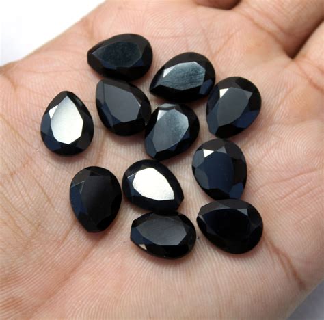 10 Pieces Natural Black Onyx Gemstone Faceted Gemstone Loose | Etsy