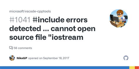 #include errors detected ... cannot open source file "iostream · Issue #1041 · microsoft/vscode ...