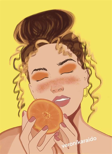 Девушка с апельсином в стиле Анимационный на Illustrators.ru