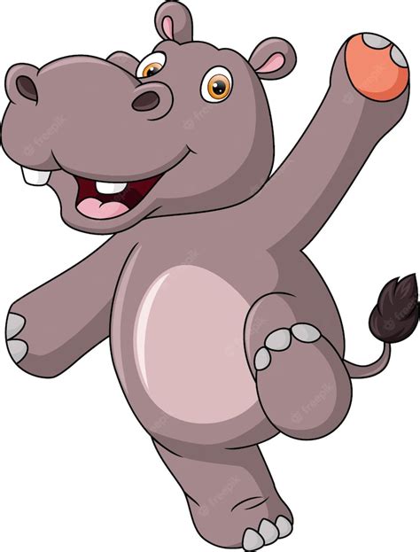 Premium Vector | Happy hippo cartoon dancing pose