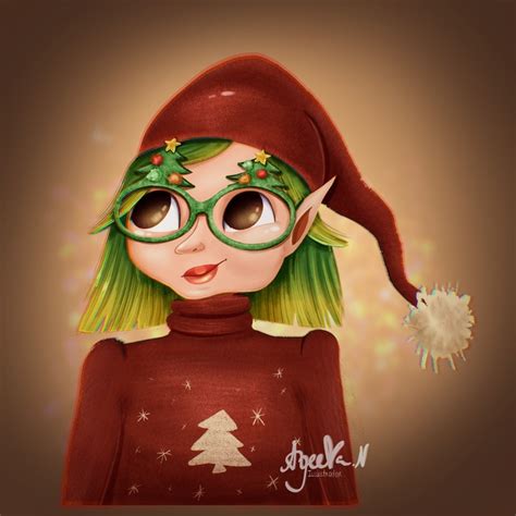 Иллюстрация новогодний эльф в стиле персонажи | Illustrators.ru