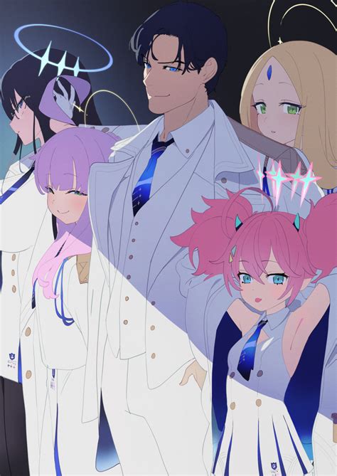 Safebooru - 1boy 4girls absurdres ahoge armpits arms up ayumu (blue archive) bangs black hair ...
