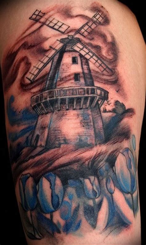фото тату мельница от 30.10.2017 №020 - tattoo mill - tattoo-photo.ru ...