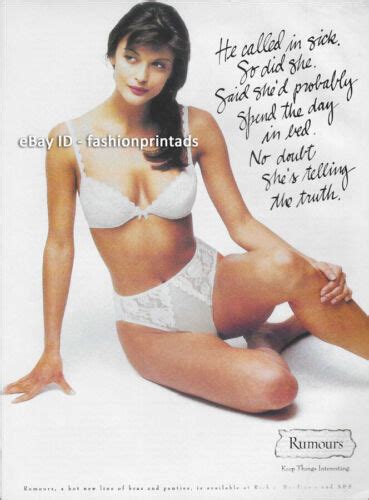 Vintage RUMOURS Lingerie 1-Page PRINT AD 1994 woman in white lace bra ...