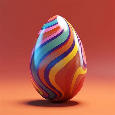 Premium AI Image | A colorful egg with stripes on it is on a red ...