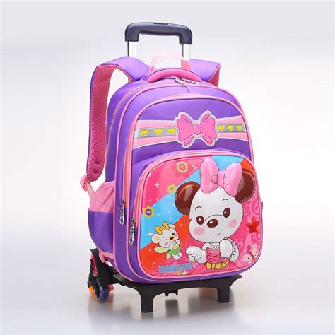 China Rolling Wheeled Trolley Double Shoulder Student Schoolbag Child ...