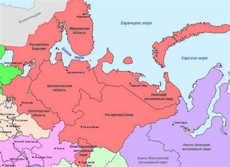 Контурная карта северного экономического района россии
