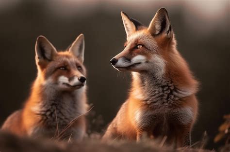 Premium AI Image | A fox and a fox are looking at the camera