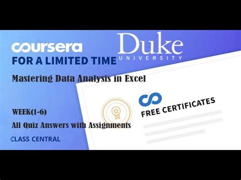 Mastering Data Analysis in Excel, week (1-6) All Quiz Answers with Assignments. - YouTube