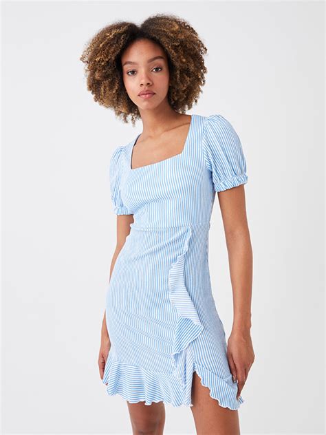 Square Collar Striped Short Sleeve Women's Dress -S3GR22Z8-LQQ ...