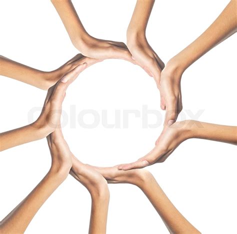 Gruppe von Jugendlichen Hand isoliert auf weiss | Stock Bild | Colourbox