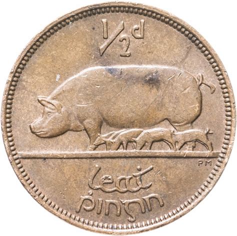 Монета Ирландия 1/2 пенни (penny) 1966 стоимостью 350 руб.