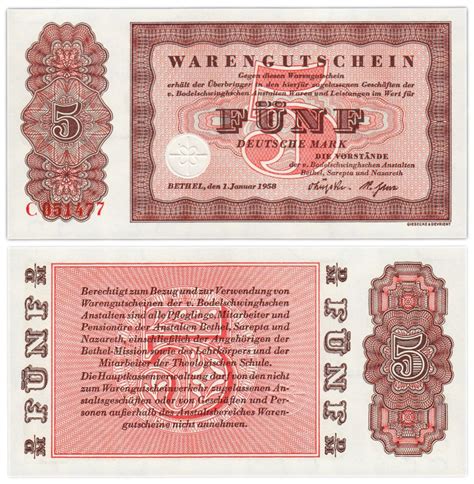 Банкнота Германия ФРГ 5 марок 1958 стоимостью 870 руб.
