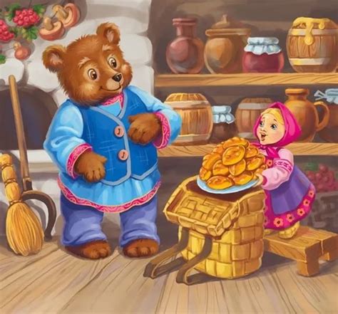 Сказка Маша и медведь русская народная текст с картинками