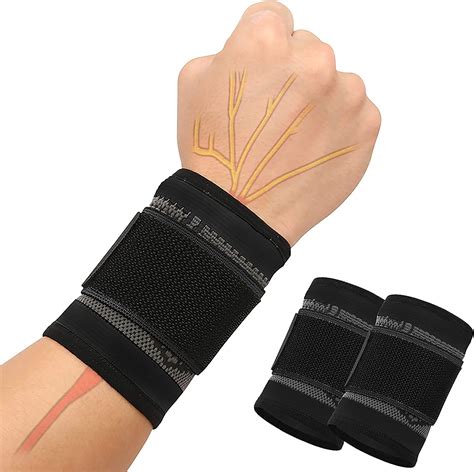 Wrist Support, 2Pack Wrist Brace, Adjustable Wrist Strap Reversible ...