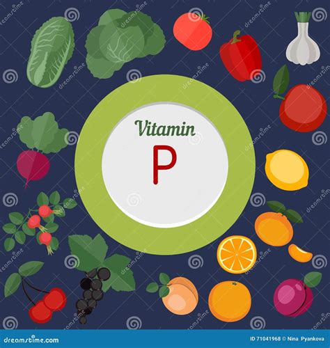 Vitamin P infographic stock vector. Illustration of flat - 71041968