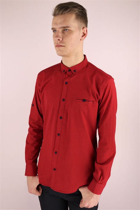 Мужская приталенная рубашка DressCode Турция 3XL красная с узором 2388 ...