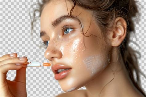 Premium PSD | Beautiful woman applying makeup on face on isolated ...