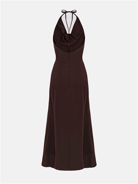 Атласное платье макси с драпированным вырезом :: LICHI - Online fashion ...