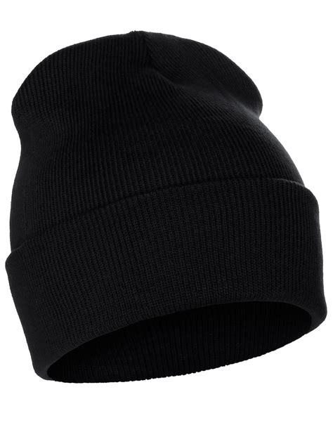Classic Plain Cuffed Beanie Winter Knit Hat Skully Cap, Black - Walmart.com