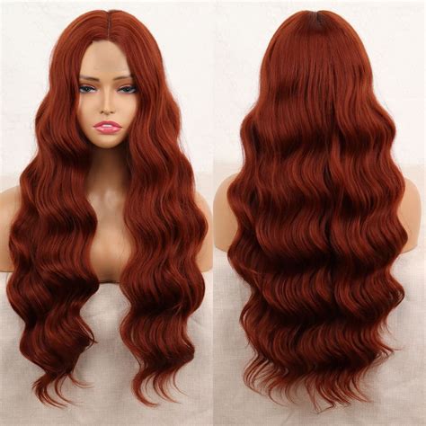 MISS WIG женский рыжий имбирь длинный волнистый парик, длина 25 дюймов ...