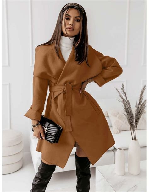 Flauszowy płaszcz CAMILLE - karmelowy | Coat, Fashion, Trench coat