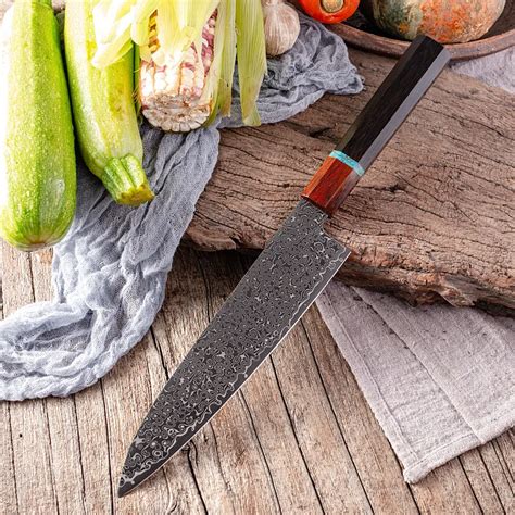 Нож шеф-повара из дамасской стали, острый кухонный нож 8 дюймов, лезвие ...