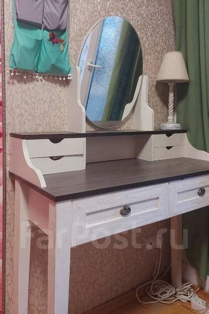 Очаровательное трюмо, дсп, с зеркалом, чёрный, белый, 45,0 см, 155,0 см ...