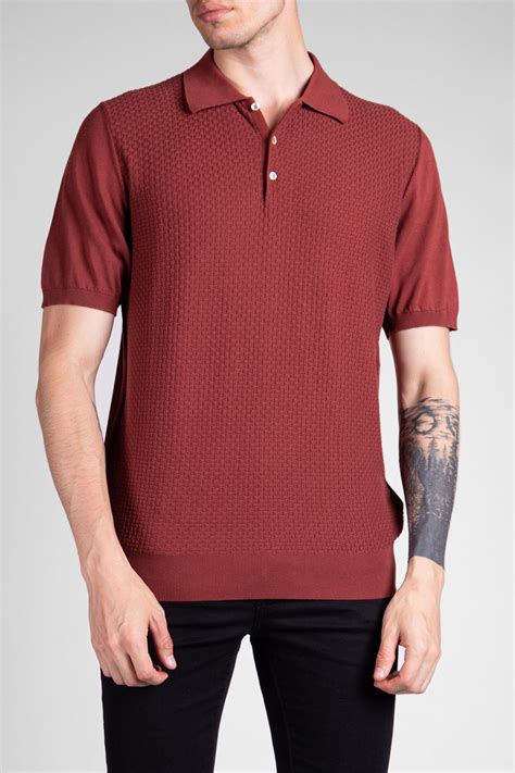Бордовая футболка-поло из хлопка Doriani Cashmere купить в Киеве ...