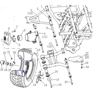 Запчасти задних колес квадроцикла Stels ATV 300B, Подвеска