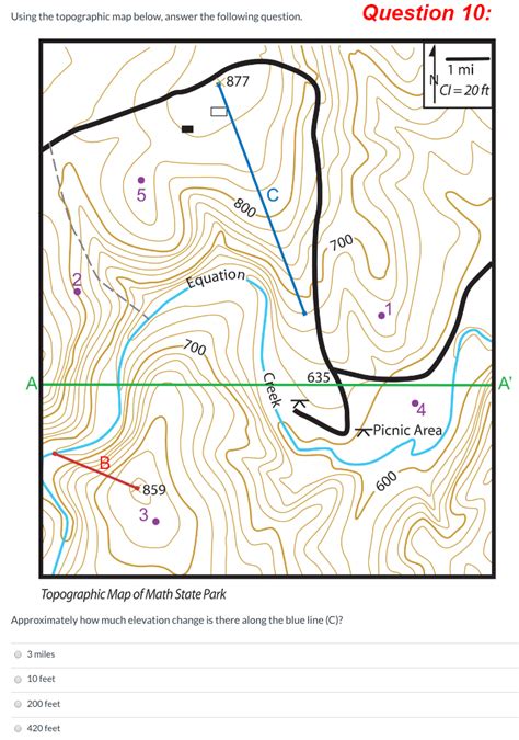 Solved Question 9: Using the topographic map below, answer | Chegg.com