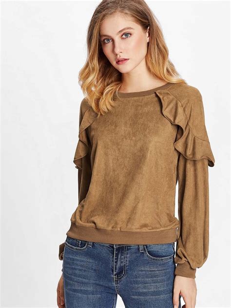 Модный замшевый свитшот с оборкой | Fashion outfits, Clothes, Blouse ...