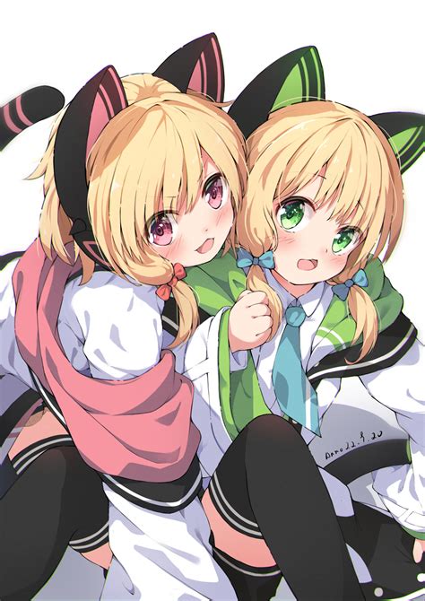 Wallpaper : anime girls, blue archive, Saiba Midori, Saiba Momoi, short ...