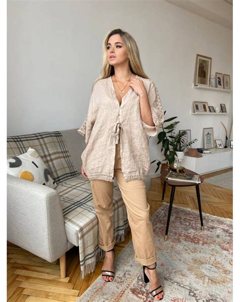 Женская итальянская накидка из льна в стиле "Boho"
