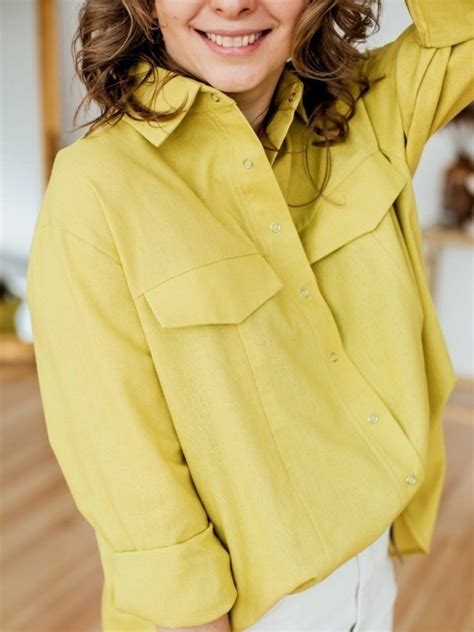 Купить рубашка женская oversize лен лимон Vikki Kids