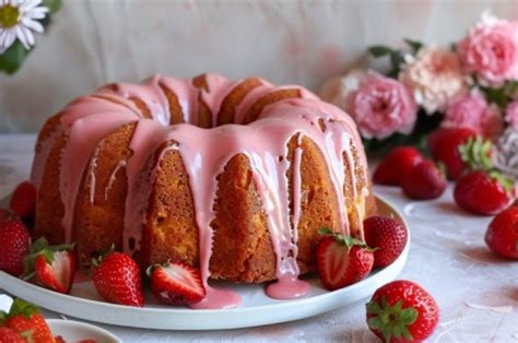 Fresh Strawberry Pound Cake with Glaze - Insanely Good