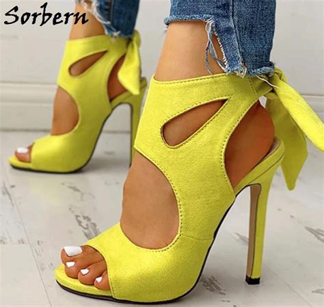 Sorbern/желтые босоножки с открытой пяткой; летняя стильная обувь с ...