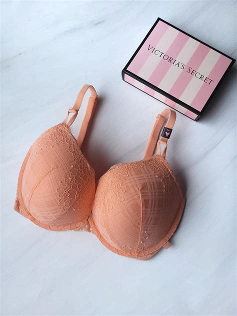 ᐉ Бюстгальтер Victoria's Secret с пуш-апом и кружевом Коралловый (А-114 ...