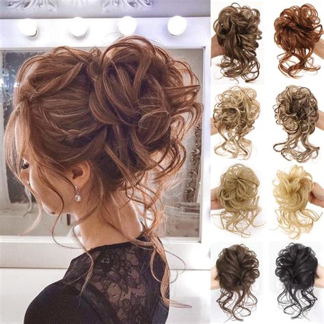 Синтетические вьющиеся булочки FakeHair, коричневые грязные шиньоны с ...