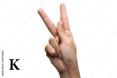 Finger Spelling the Alphabet in American Sign Language (ASL). Letter K ...