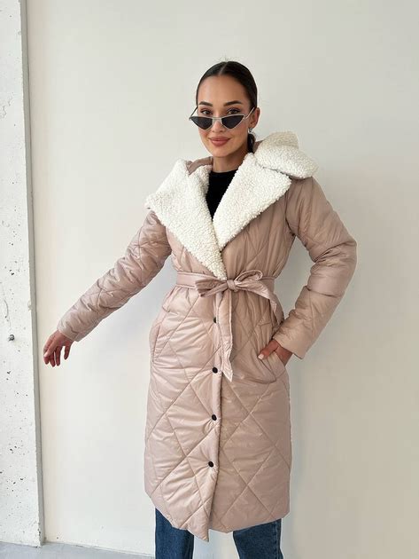 Женское зимнее стеганое пальто с капюшоном и мехом K&ML L ( 48 ...