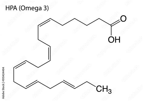 Digital vector illustration of the chemical structure of HPA or Omega 3 ...