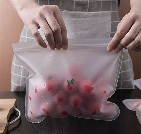 Силиконовый Пакет для хранения пищевых продуктов, многоразовый стоячий ...