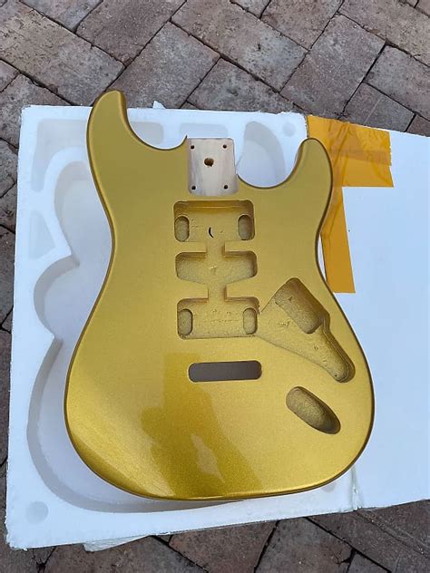 HSH Strat Style Golden Finish Guitar Poplar Wood Body | Reverb