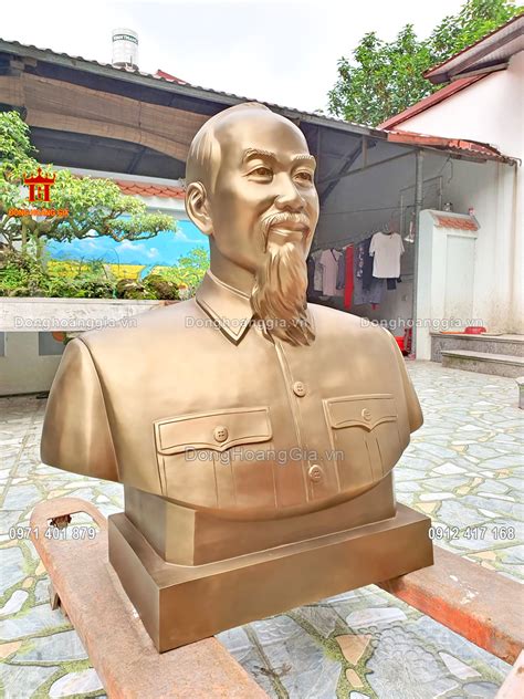 Tượng Bác Hồ Bằng Đồng Màu Nhũ Cap 88Cm - SP1475