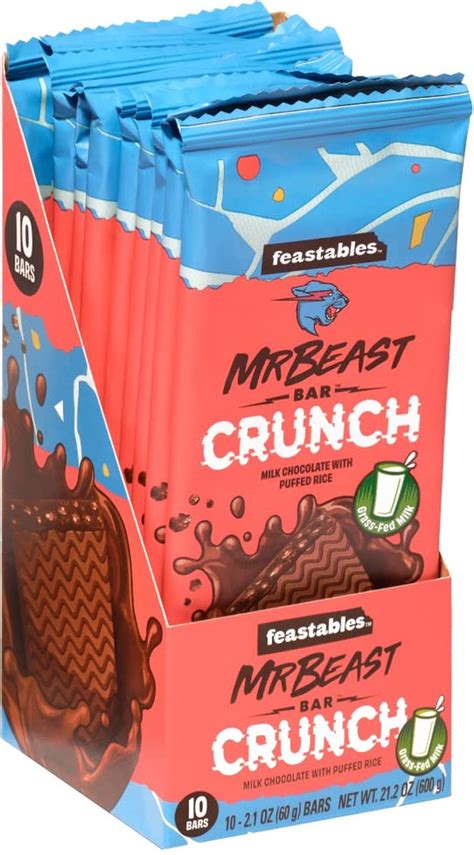 Barre de chocolat Feastables MrBeast Milk Crunch - Contient 10 barres ...