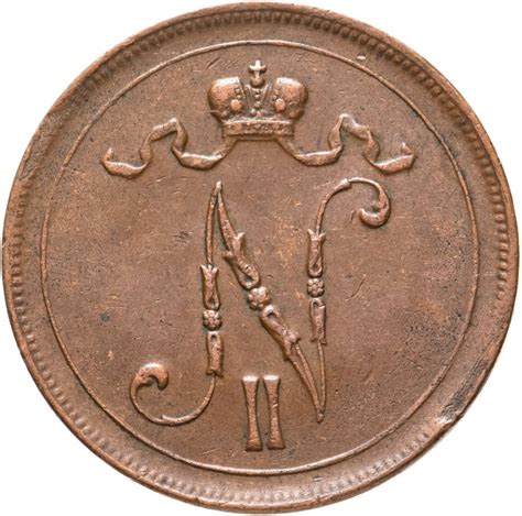 Монета 10 пенни (pennia) 1916 стоимостью 666 руб.