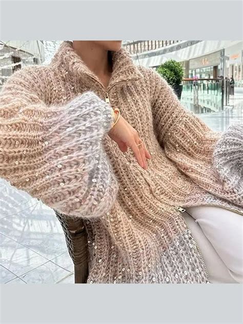 Женский кардиган с блестками, элегантный кардиган с градиентом и V ...