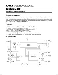 OKI M5218 Series Datasheets. M5218, MSM5218 Datasheet.