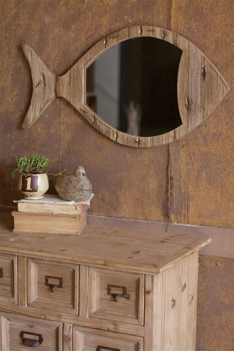 rustic wooden fish mirror | coastal décor - for our room at the lake ...